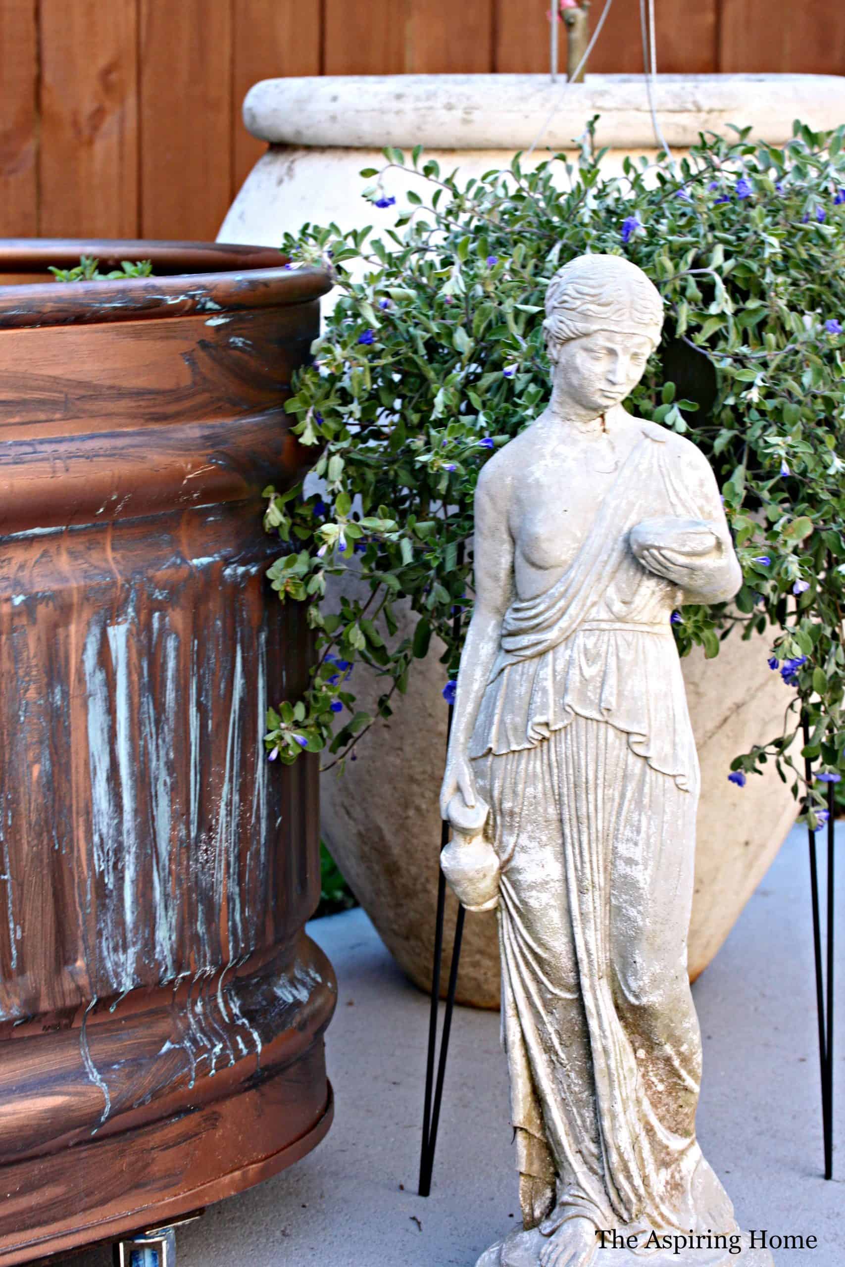 DIY Aged Copper Container Garden Using Horse Troughs